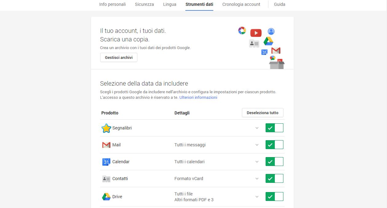 Google Takeout: il download dei tuoi dati conservati su Google | GBS